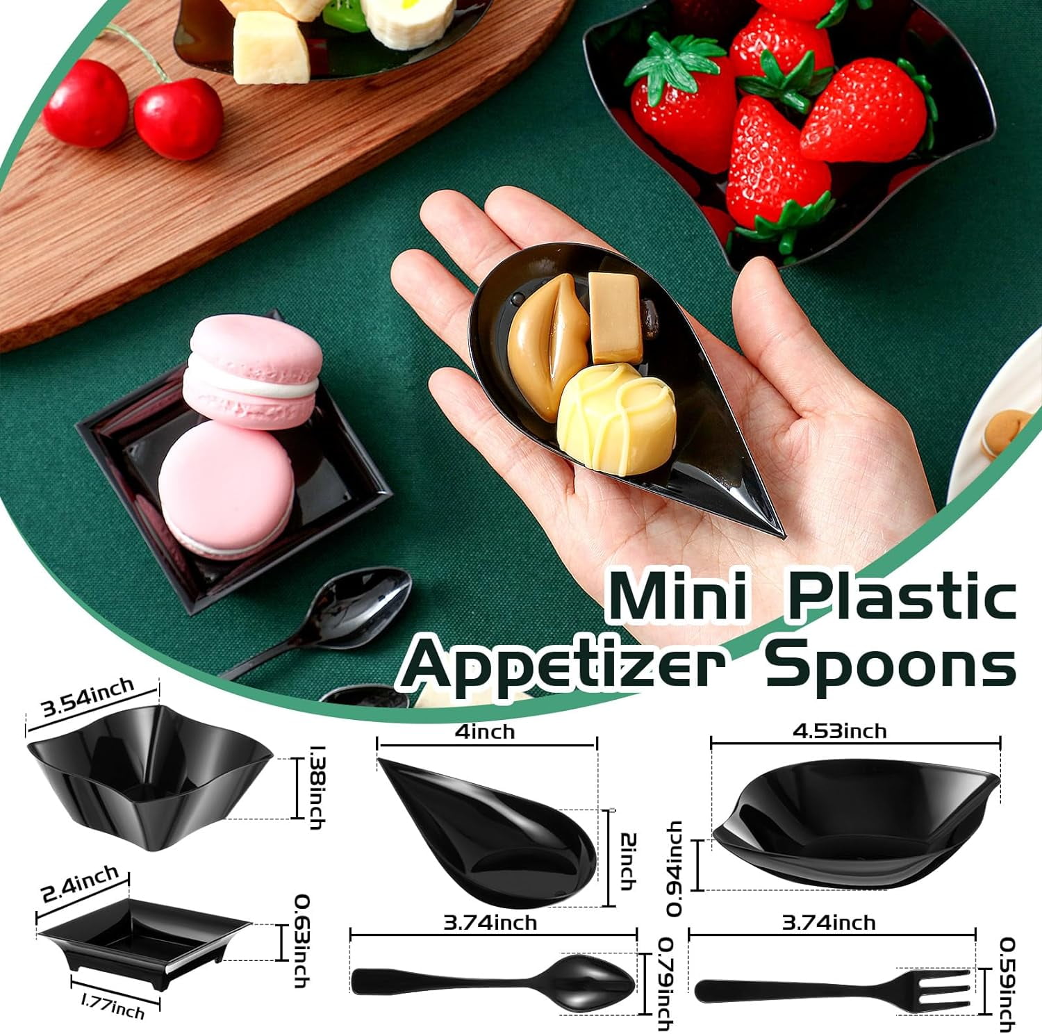QIHE-Tessco 200 Pcs Mini Appetizer Plates with Spoons Forks Disposable ...