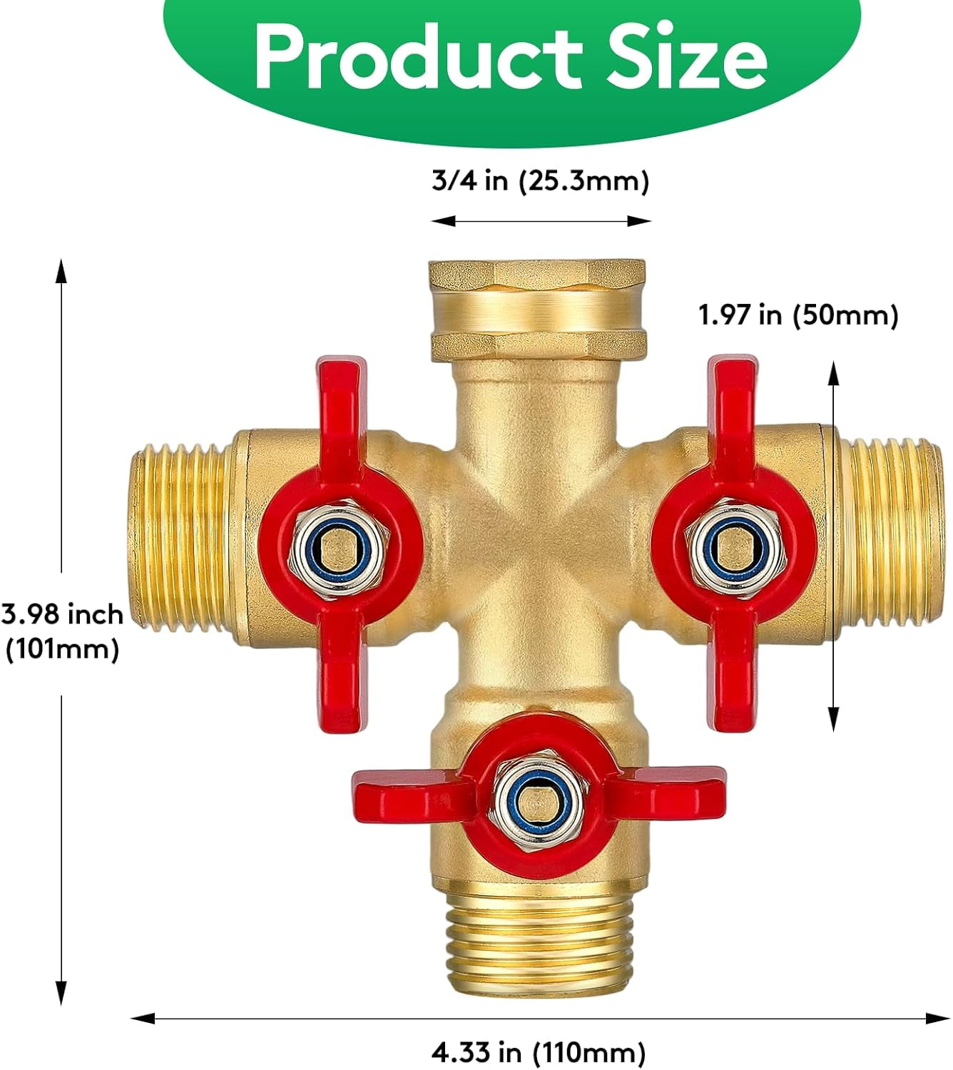 QIHE-Three Way Hose Splitter Heavy Duty Solid Brass - Hose Splitter 3 ...
