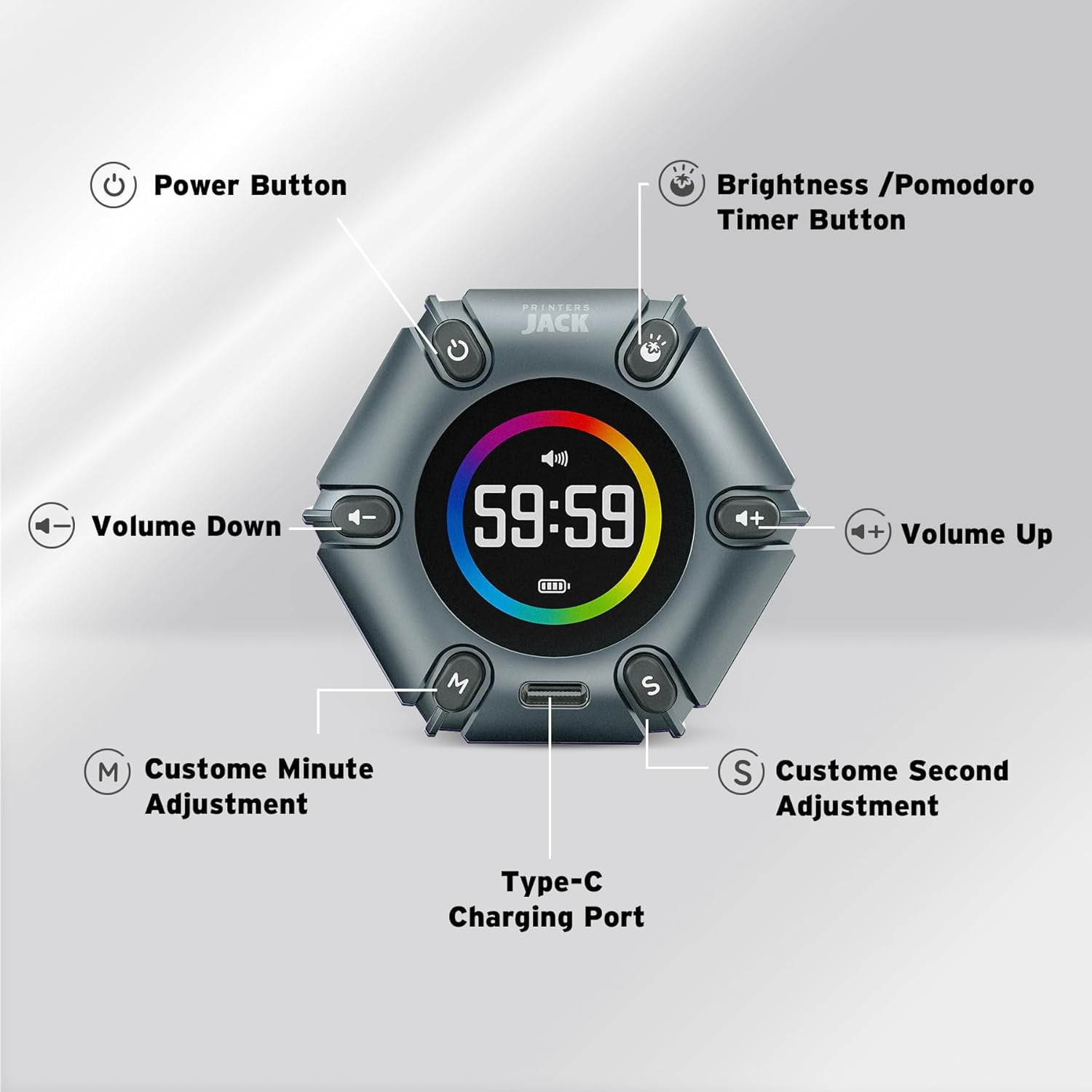 QIHE-Timer, Visual Pomodoro Timer, Productivity Cube Mute & Vibration ...