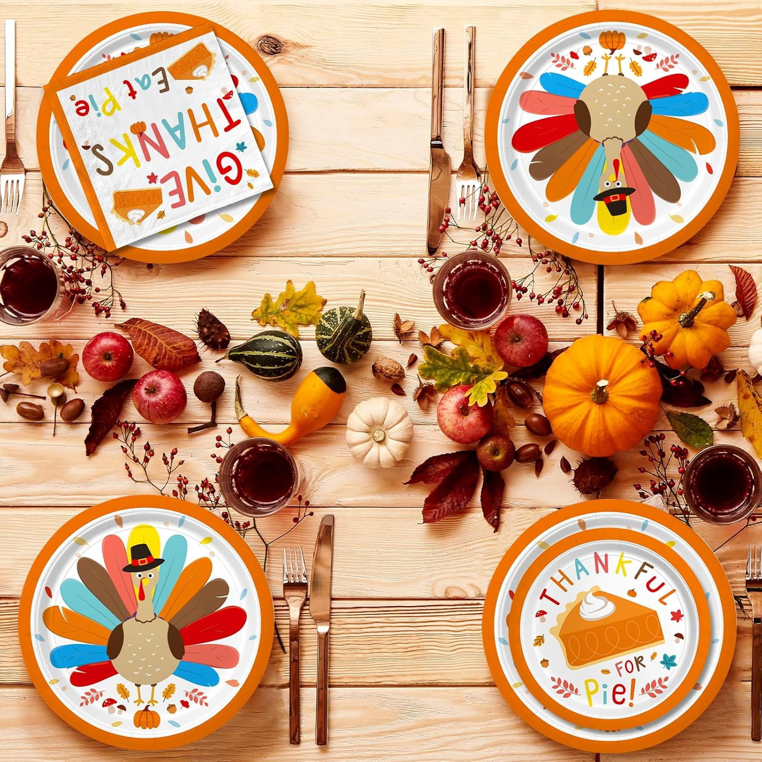 QIHE-Turkey Thanksgiving Party Supplies Kit for 50 Guests - Complete ...