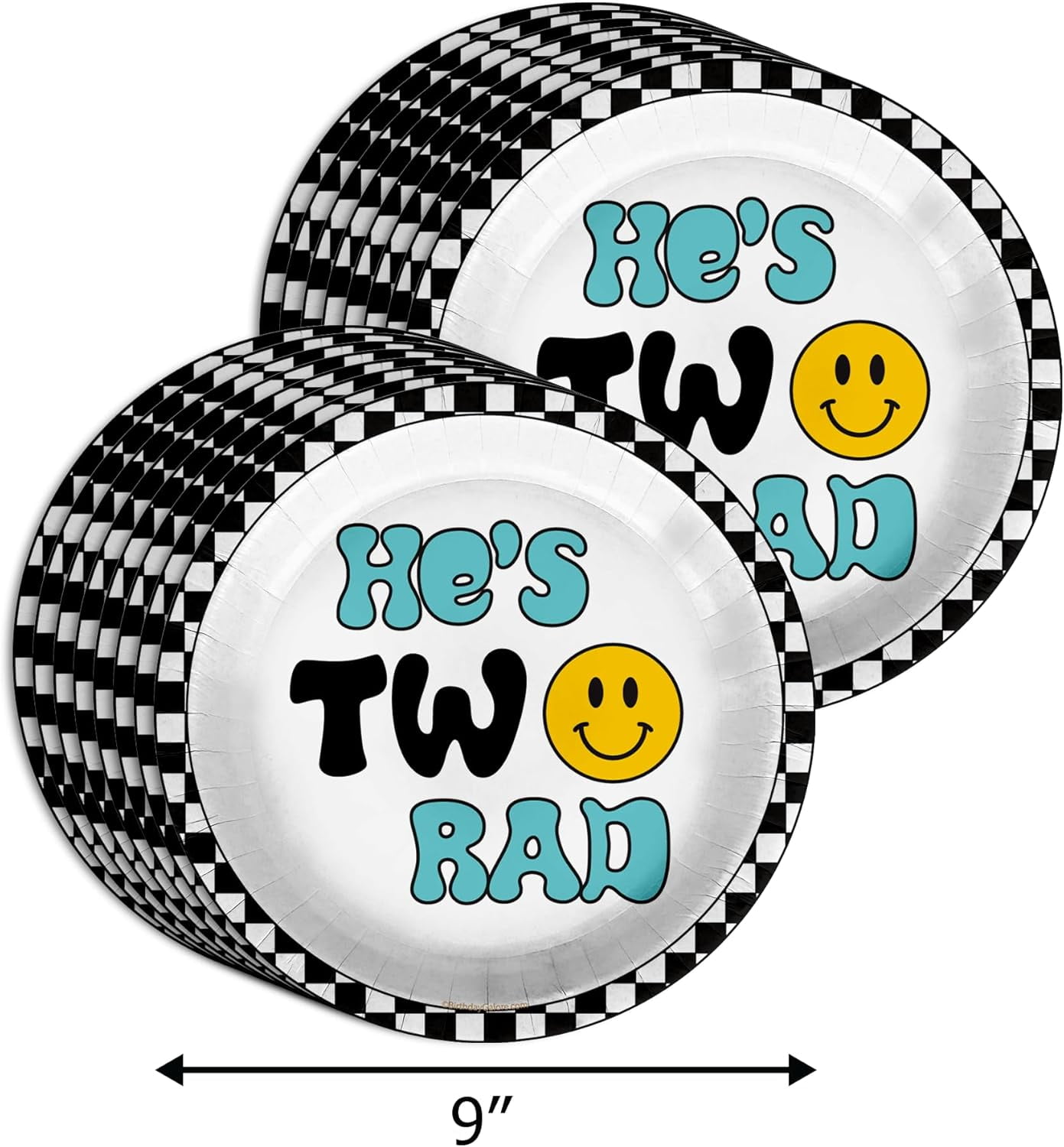 QIHE-Two Rad Smiley Face 2nd Birthday Party Supplies - 64 Piece Boys ...