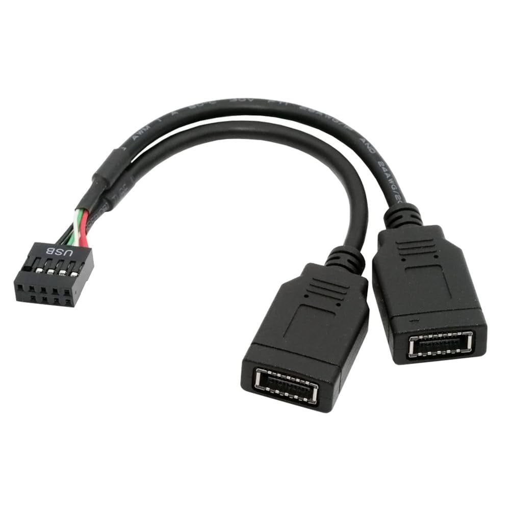 QIHE-USB 3.1 Front Panel Socket Dual Port Type-E Key-A to USB 2.0 9Pin ...