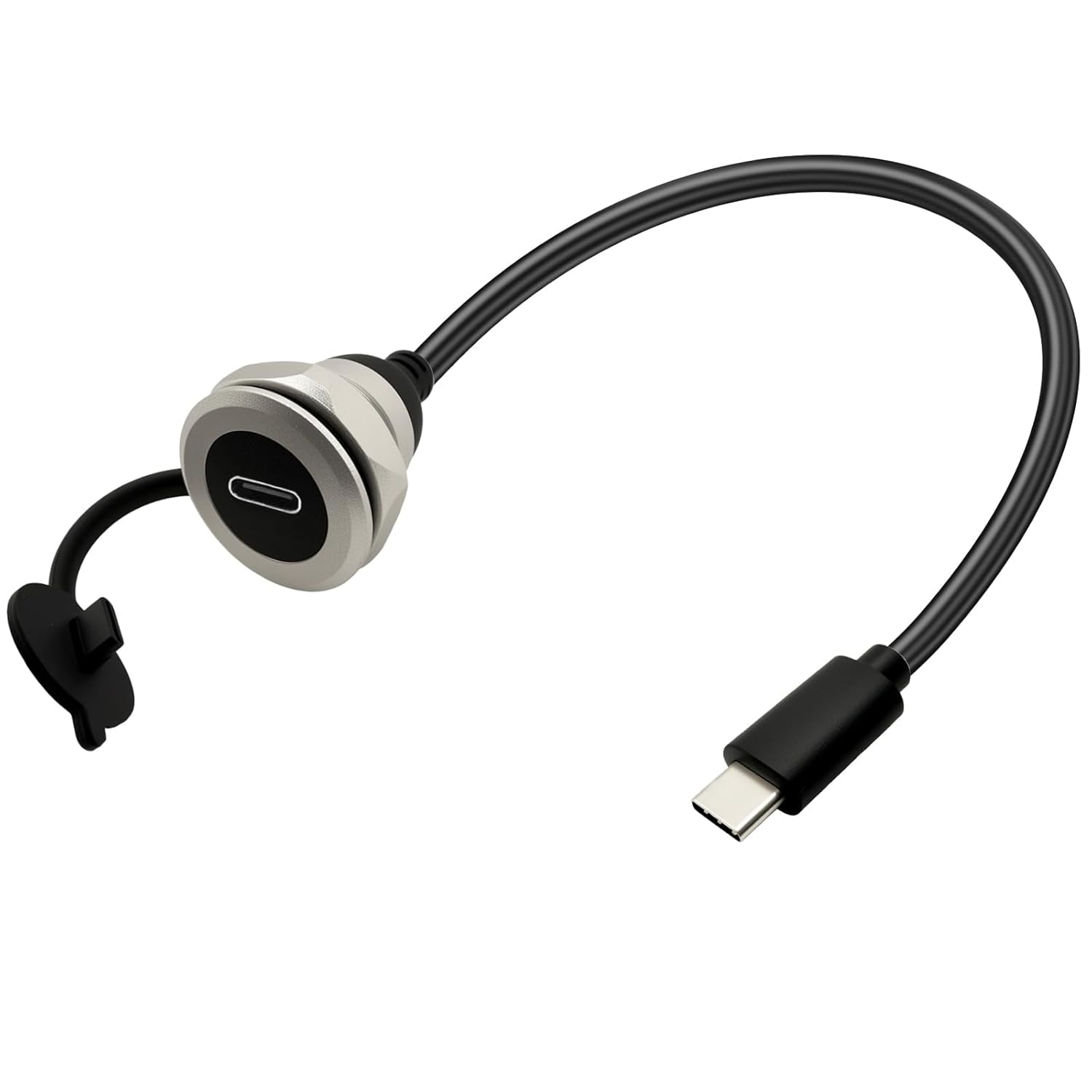 QIHE-USB C 3.0 Panel Mount Extension Cable Al Shell USB3.0 Type-C Male ...