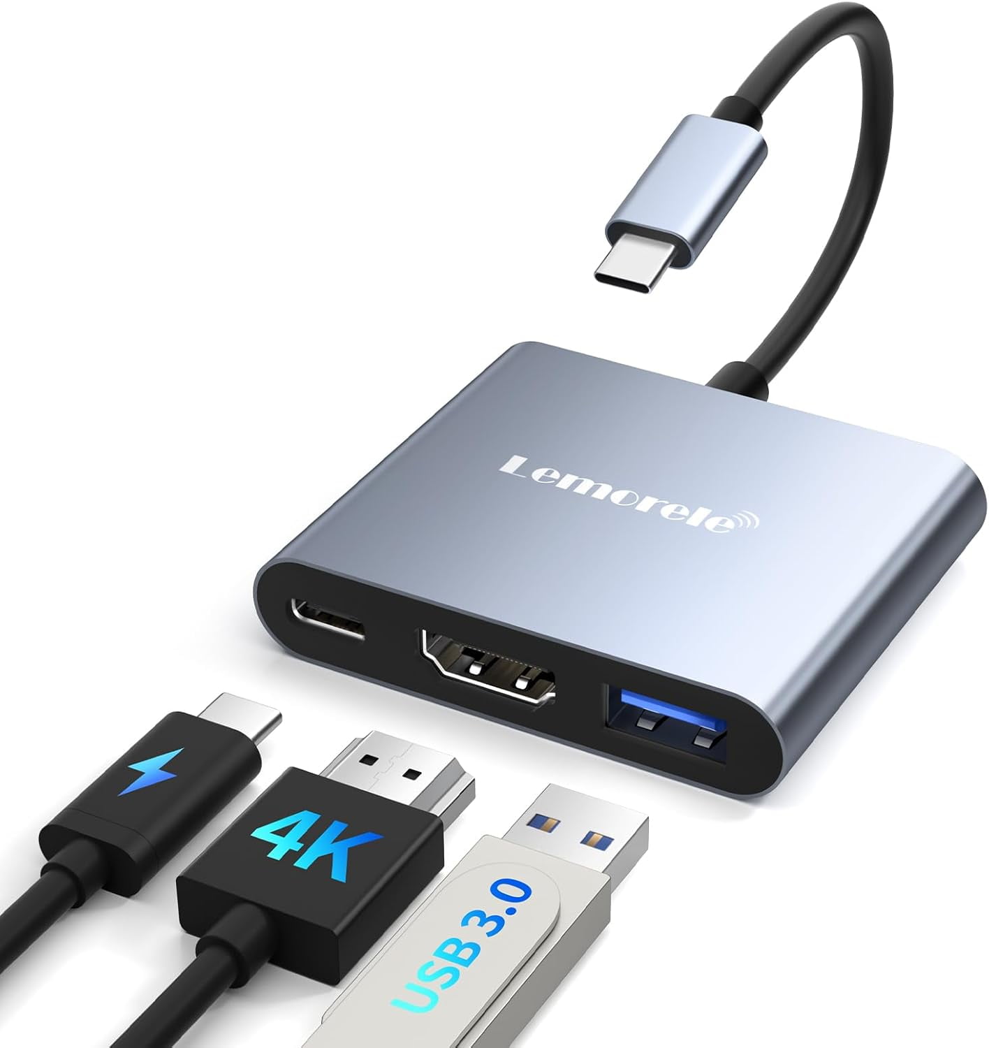 QIHE-USB C to HDMI Adapter with 100W PD & USBA 3.0 Port,HDMI to USB C ...