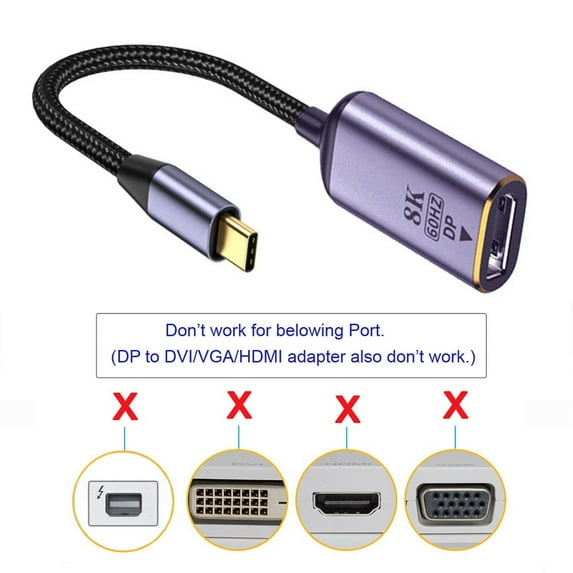 QIHE-USB4 USB-C Type-C Source to Displayport DP Female Cable Display 8K 60HZ UHD 4K Monitor ...