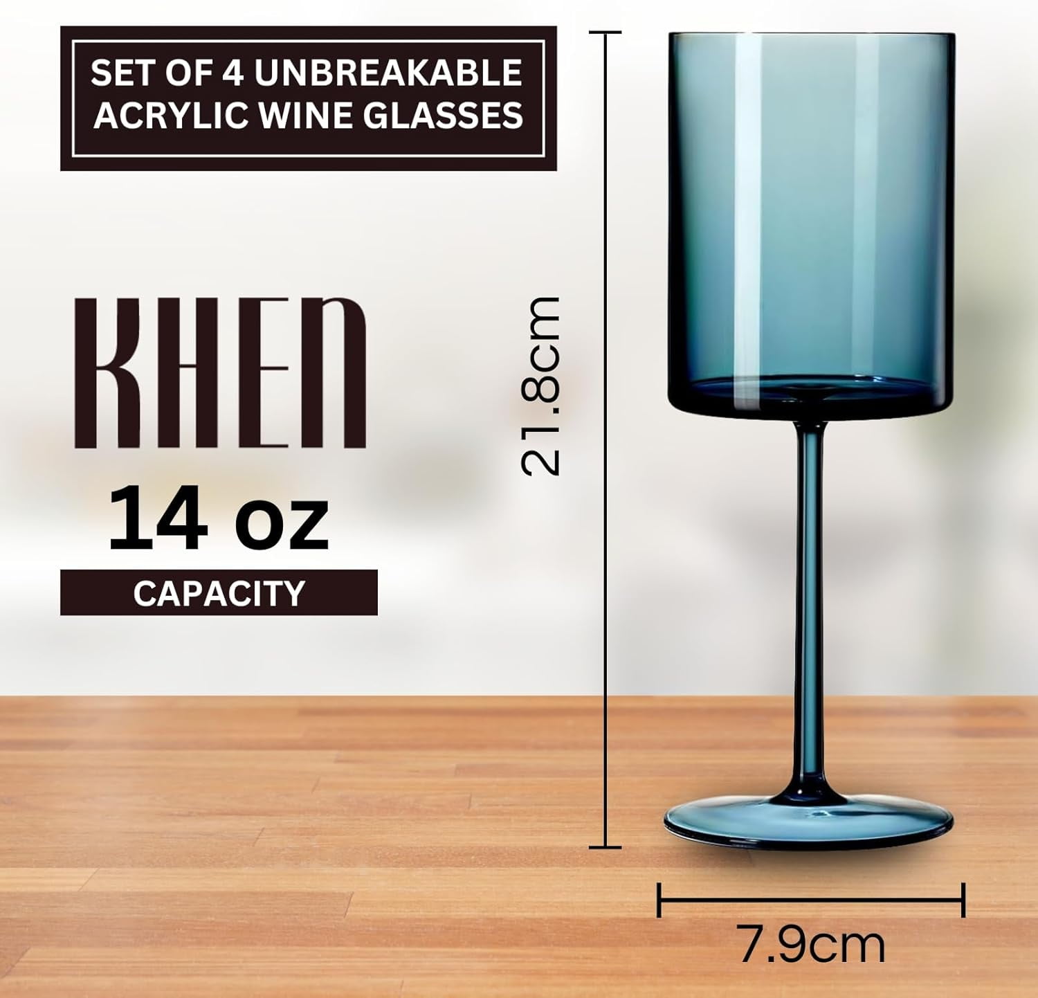 QIHE-Unbreakable Stemmed Square Tritan Acrylic Floating Wine Glasses ...