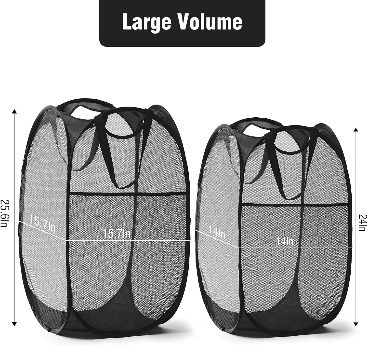 QIHE-Upgraded 105L Collapsible Mesh Pop Up Laundry Hamper with Sturdy ...