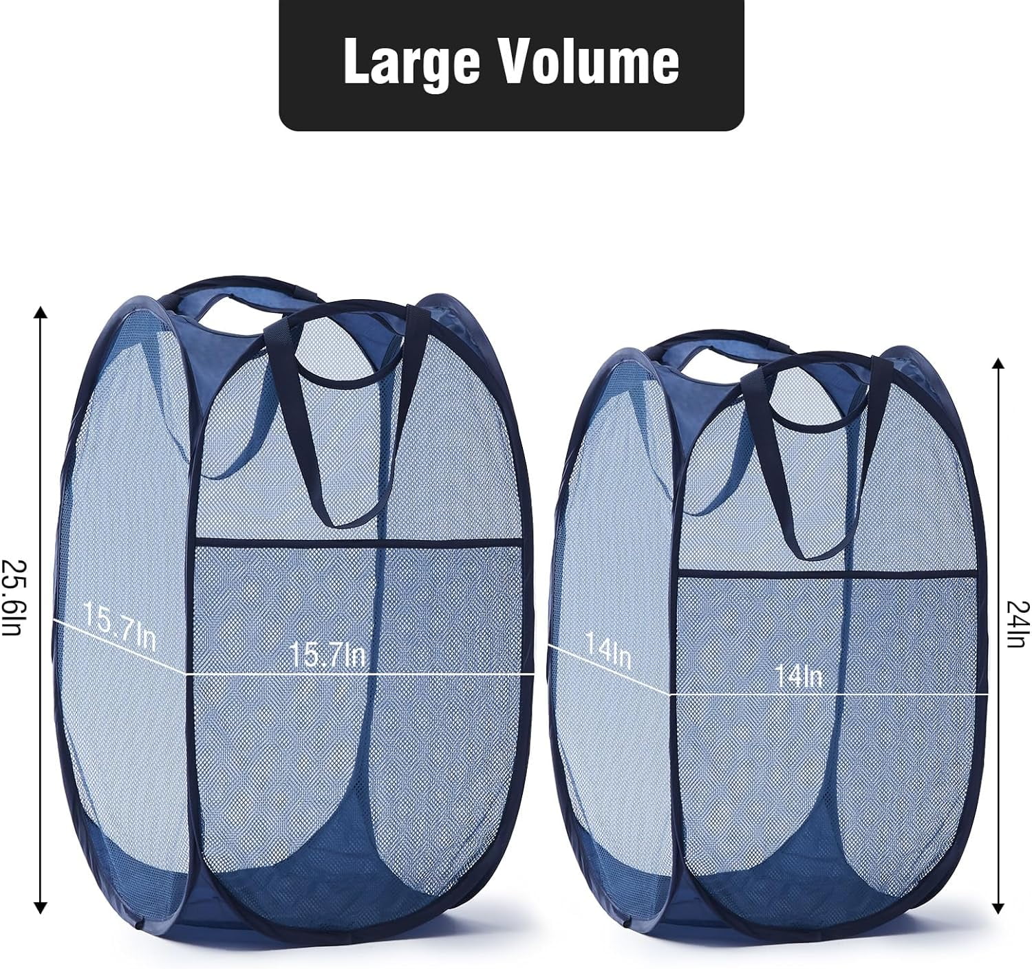 QIHE-Upgraded 105L Collapsible Mesh Pop Up Laundry Hamper with Sturdy ...