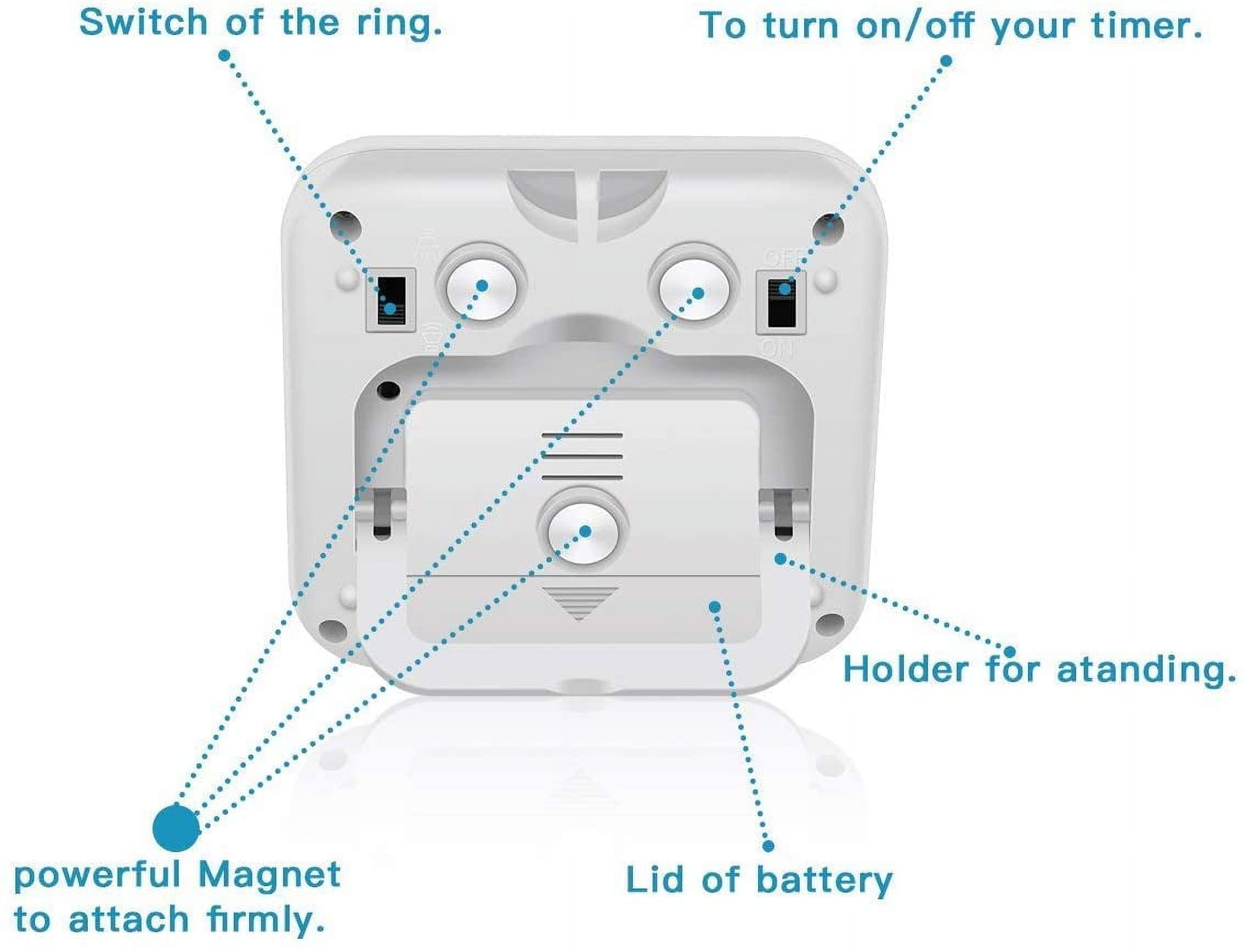 QIHE-Upgraded Digital Kitchen Timer, ON/Off Switch, 12/24 Hour Clock ...