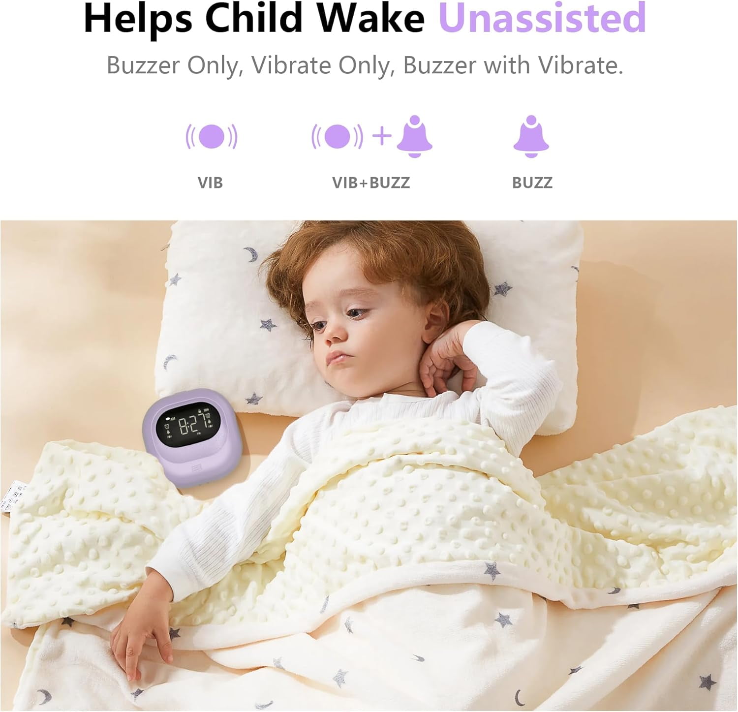QIHE-Vibrating Alarm Clock for Heavy Sleepers, Rechargeable Battery ...
