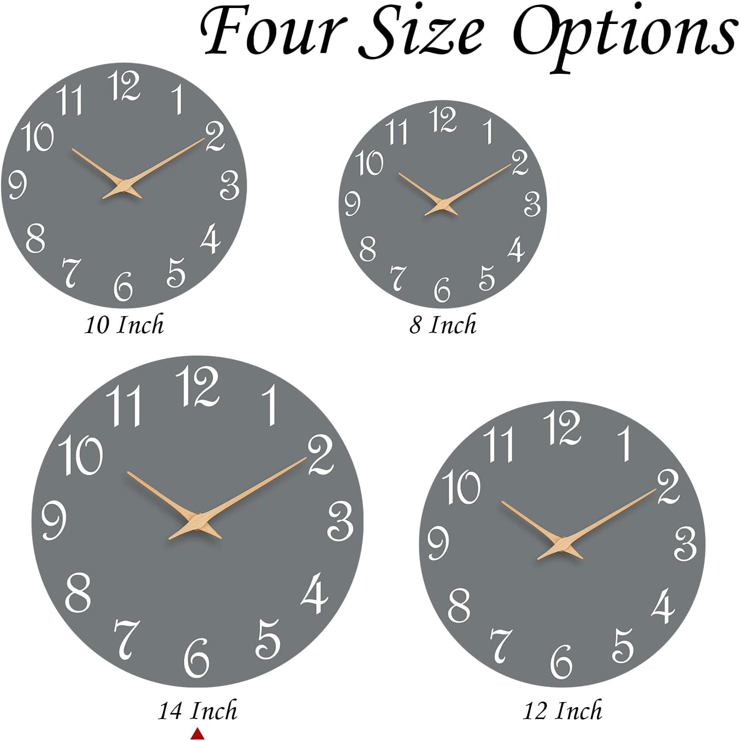 QIHE-Wall Clock 14 Inch, Modern Wall Clocks Battery Operated, Silent ...
