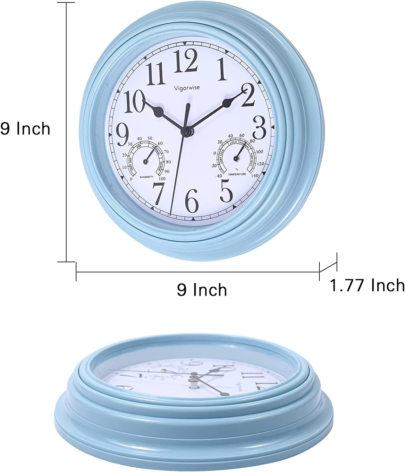 QIHE-Wall Clock, Sweep Silent Movement Accurate Clocks with Temperature ...