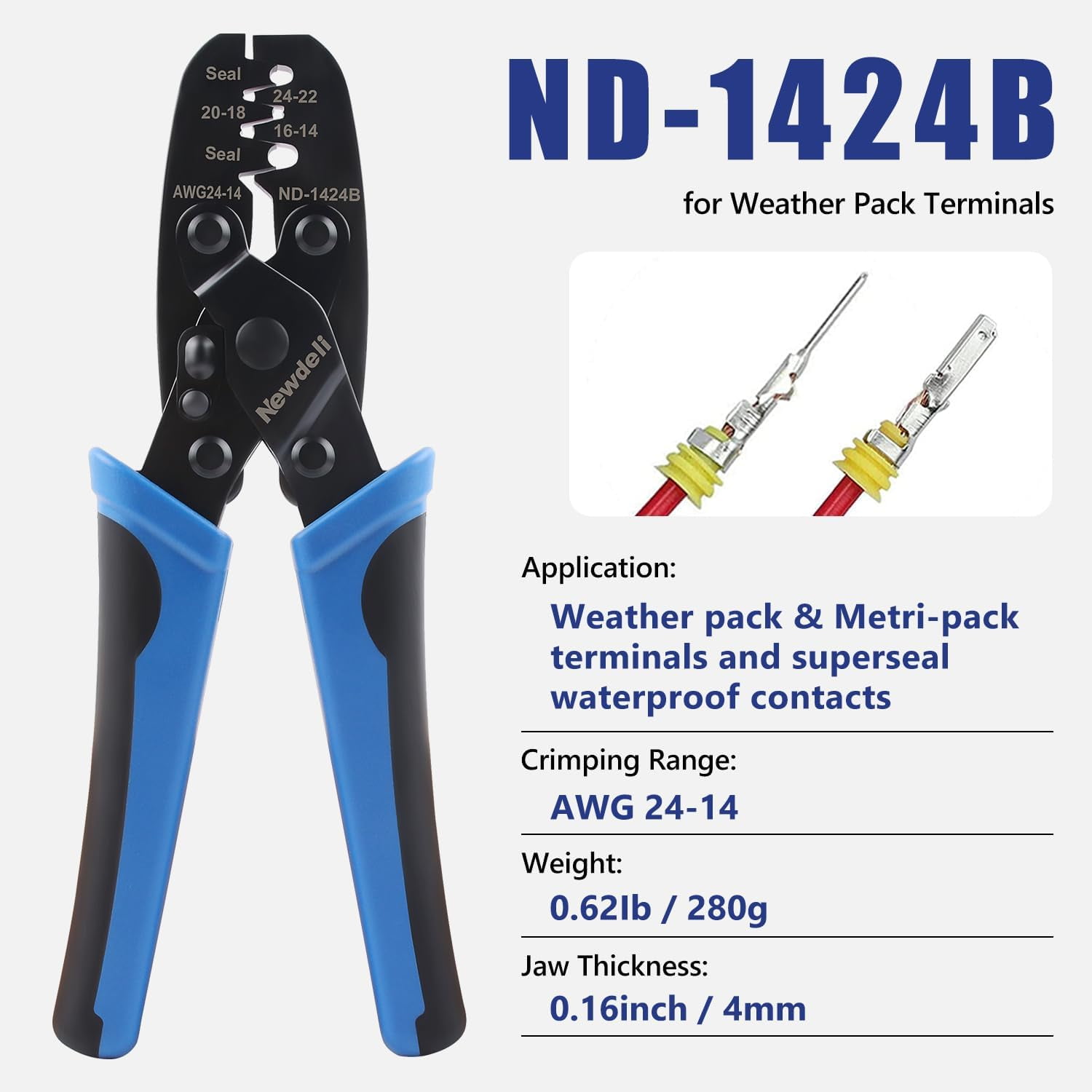 QIHE-Weather Pack Crimper AWG24-14 Open Barrel Crimping Tool Waterproof ...