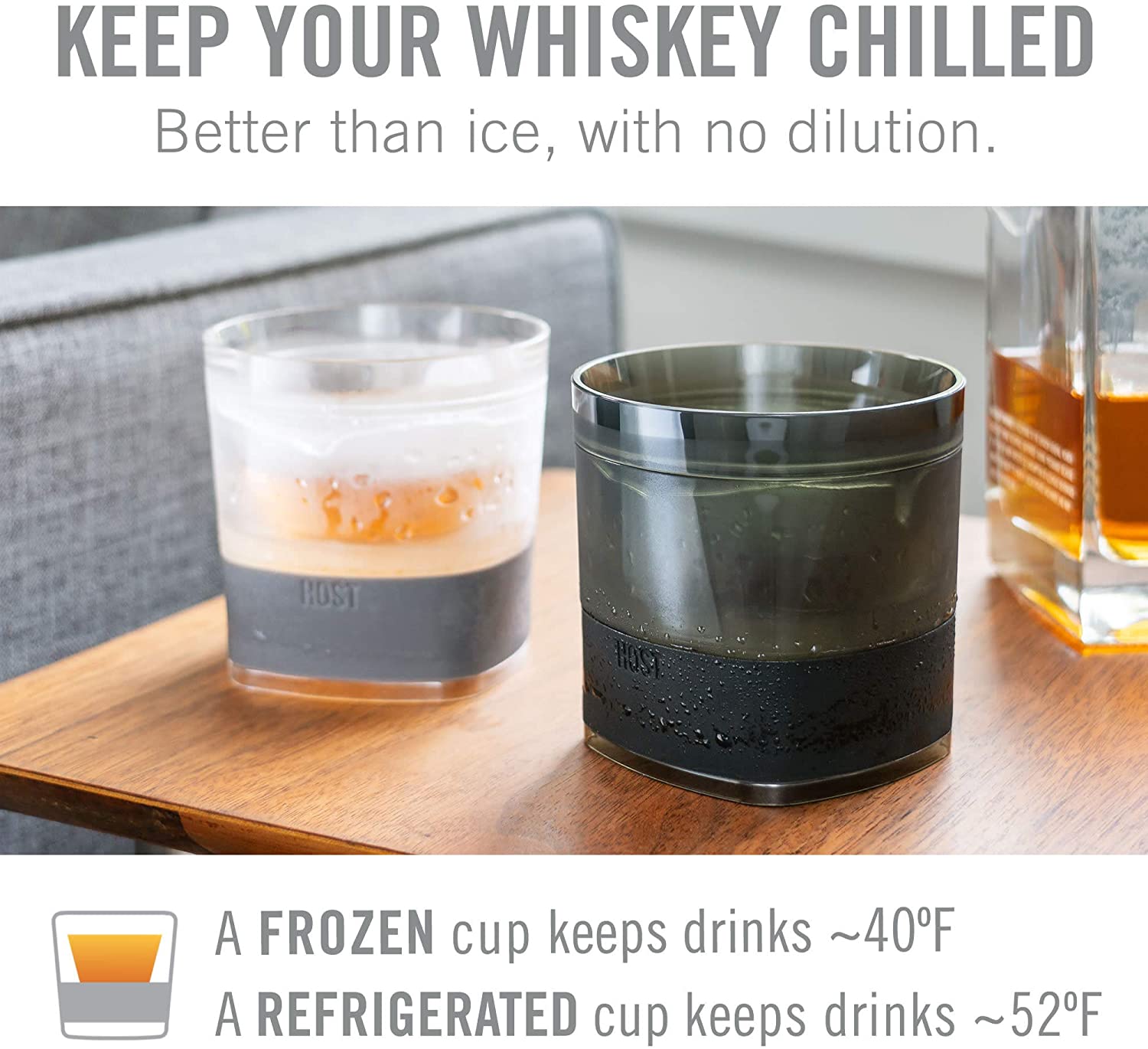 QIHE-Whiskey Freeze Glasses, Double Old Fashioned Glasses, Chill ...