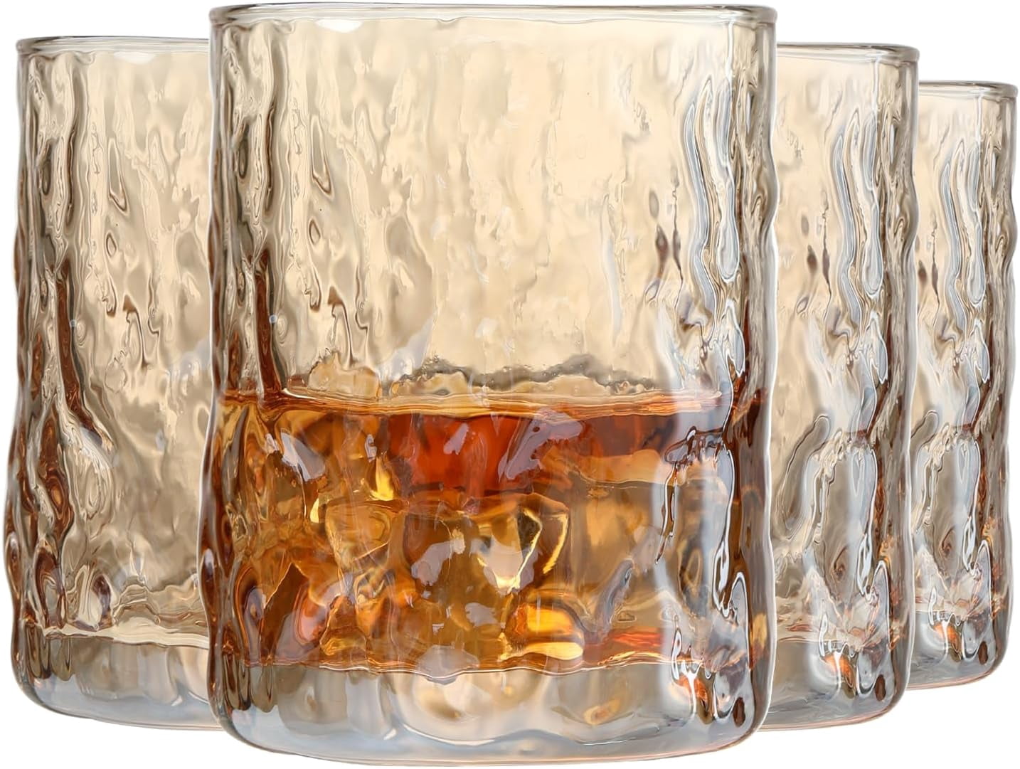 QIHE-Whiskey Glasses, Amber Colored Rocks Glasses, 9 oz Old Fashioned ...