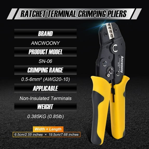 QIHE-Wire Crimping Tool Kit for Non-Insulated Terminals Ratcheting ...
