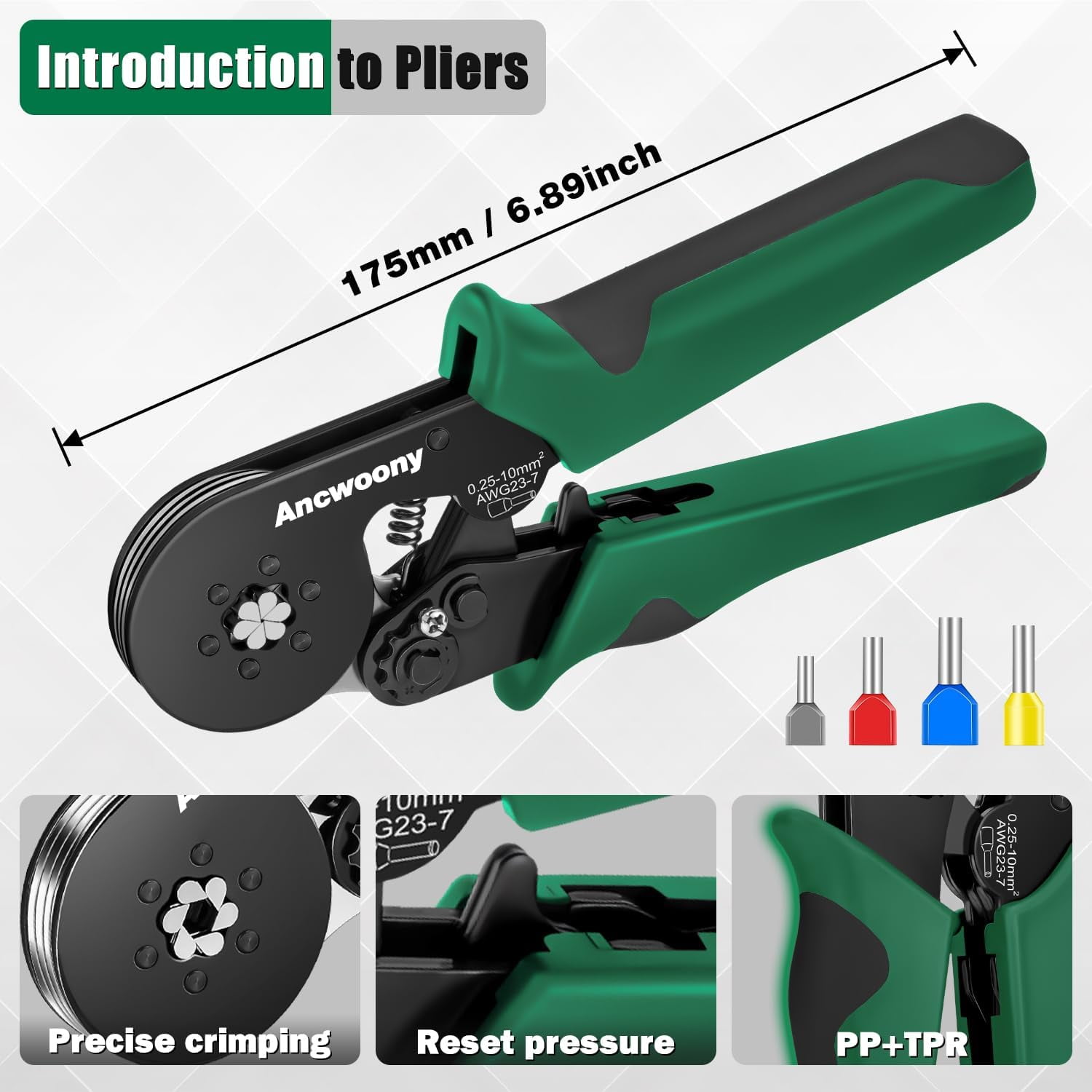 QIHE-Wire Crimping Tool Kit with TE/VE1200PCS Ferrules Terminals - HSC8 ...
