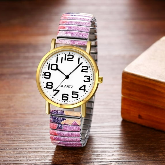 QIHE-Women's Elastic Strap Watches: Stretch Band Ladies Large Face Easy ...