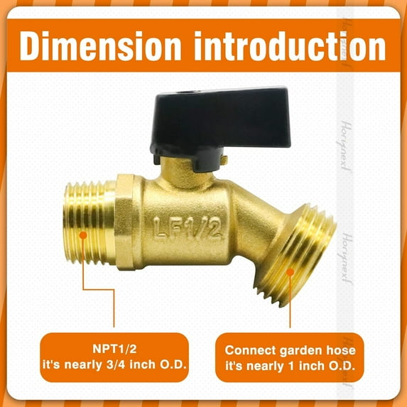 QIHE-garden hose bibb, npt 1/2 thread inlet 1 inch O.D. thread outlet ...