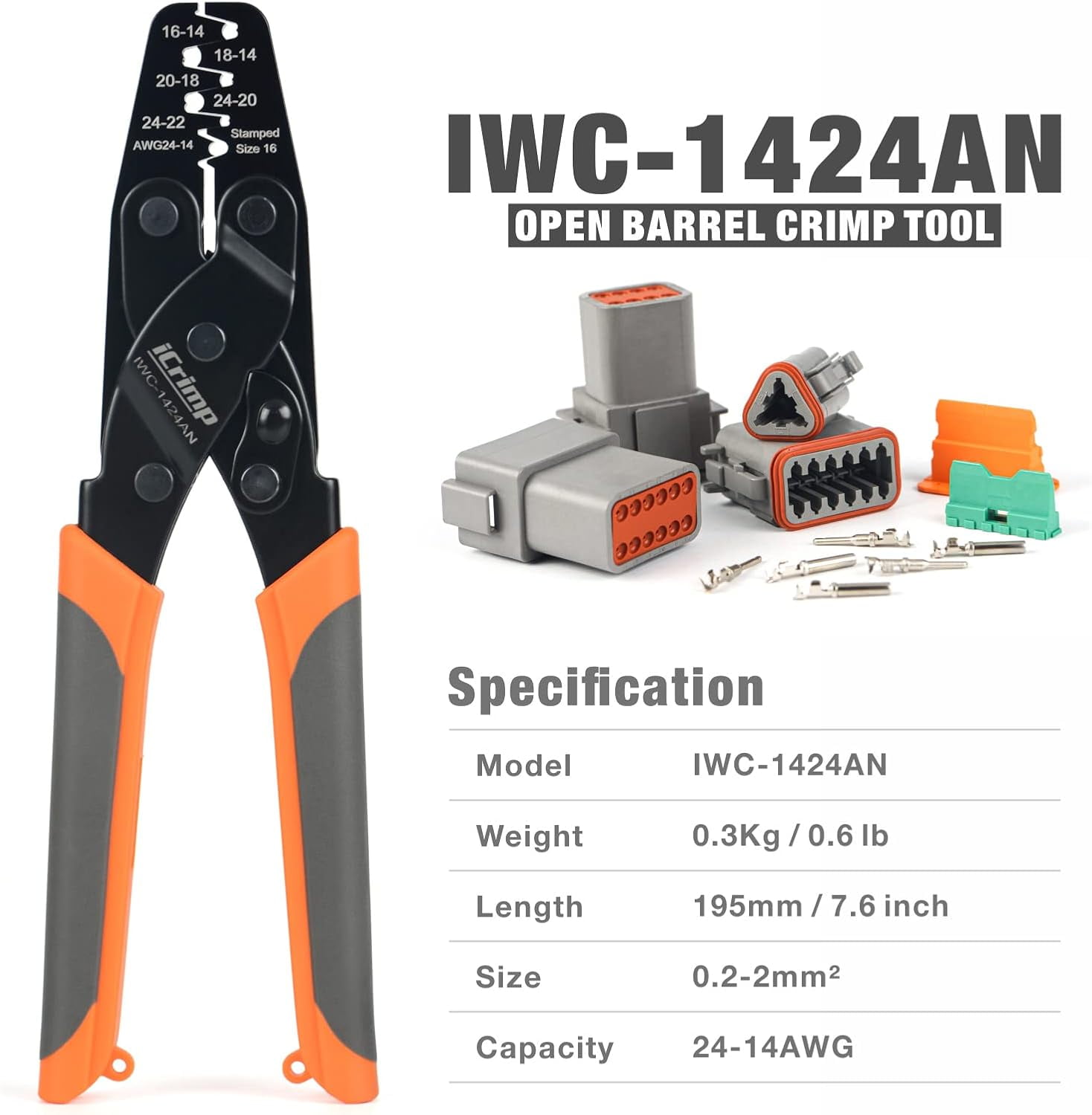 QIHE-iCrimp IWC-1424AN Deutsch Stamped Contacts Crimping Tool, DT ...