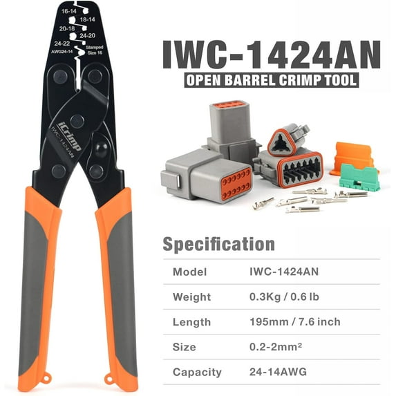 QIHE-iCrimp IWC-1424AN Deutsch Stamped Contacts Crimping Tool, DT ...