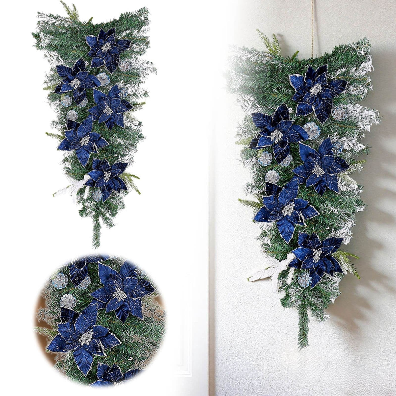 QIHUA Elegant Glitter Wreath Featuring Velvet and Shimmering Gold ...