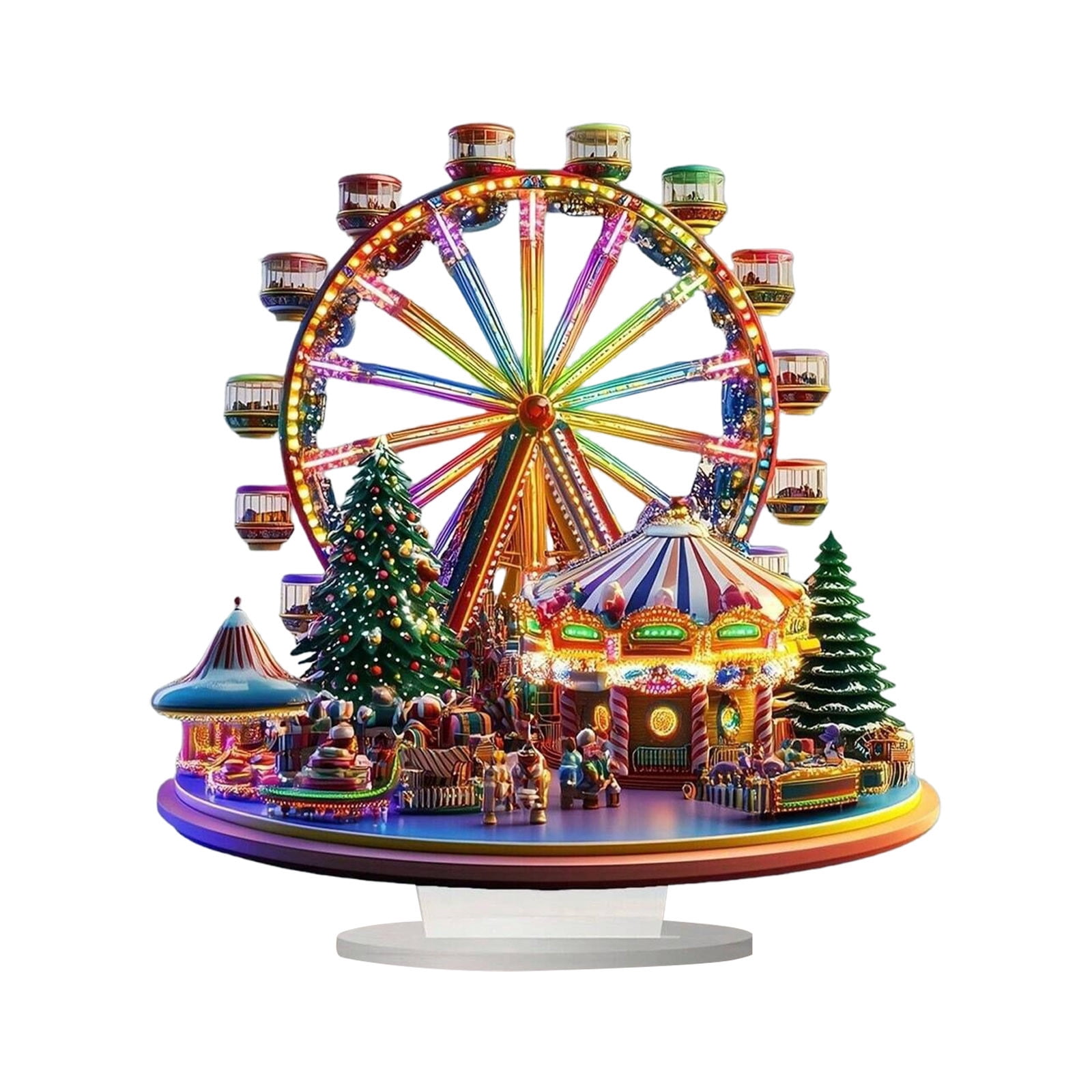 QIHUA Ferris Wheel 2D Acrylic Traditional Statue Desktop Birthday Home ...
