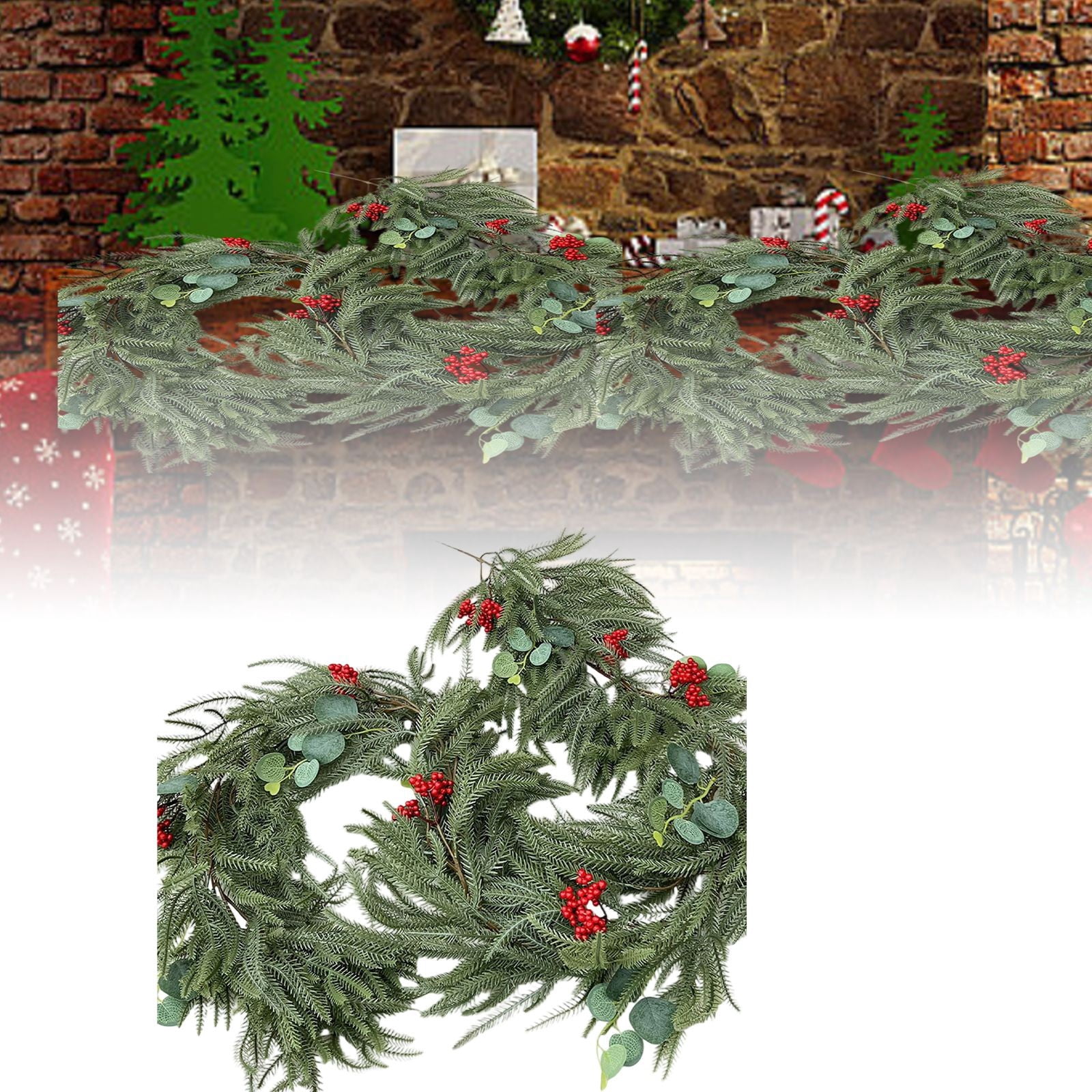 QIHUA Lifelike Six Piece Flower Wreath Set for Elegant Fireplace Mantel ...