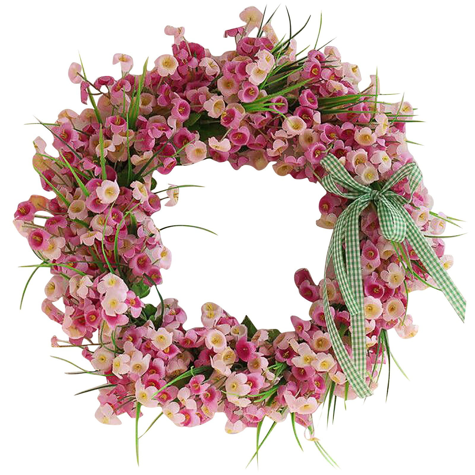 QIHUA Pring Wreath Flower Door Knocker Day Doorbell Day(Color:Pink,Size ...