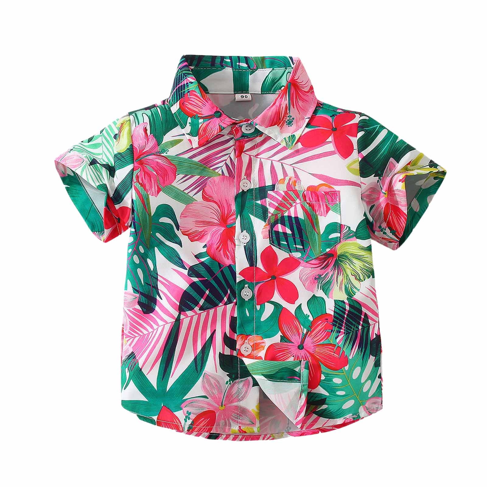 QIIBURR Kids Hawaiian Shirt Boys Summer Toddler Kids Baby Boy Hawaiian ...