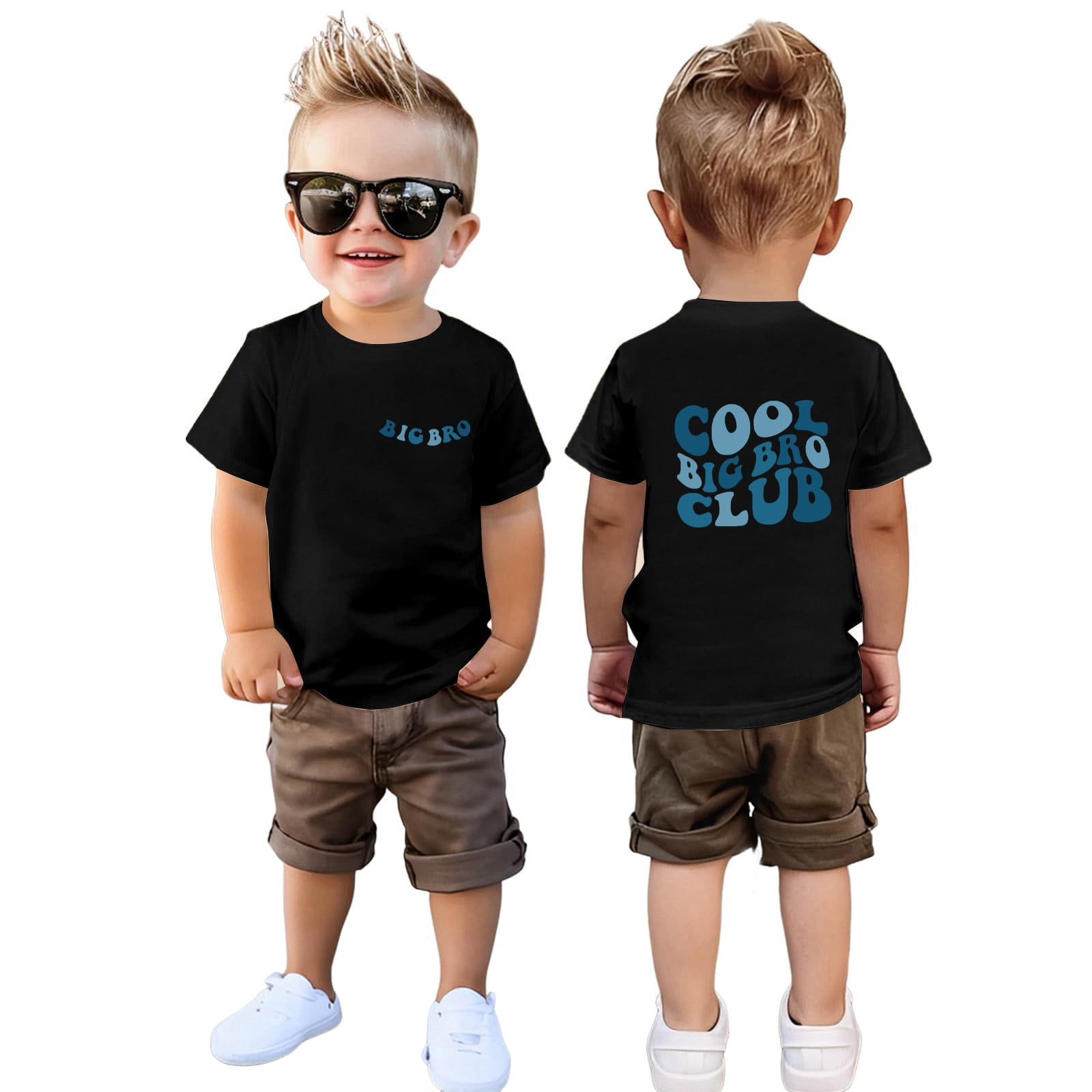 QIJIE Big Brother Shirt for Big Boy Cool Big Bro Club Summer Tees Short ...