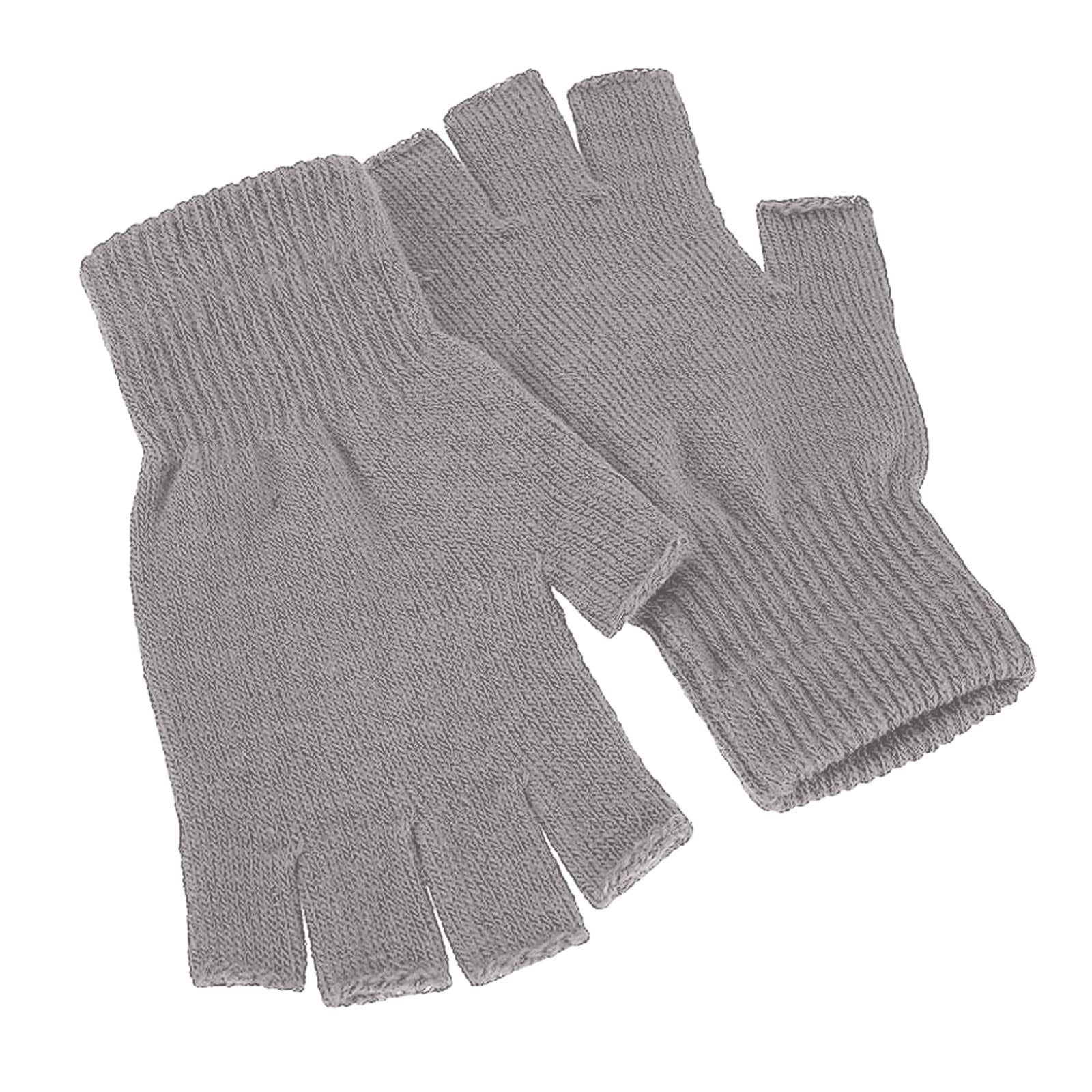 QIJIE Fingerless Gloves Half Finger Mittens Winter Solid Color Knitted ...