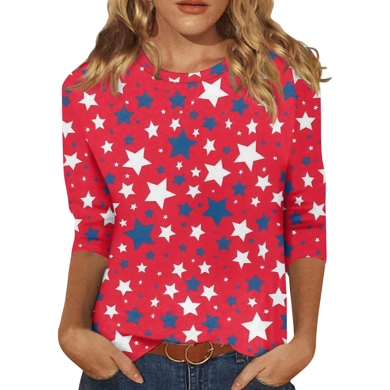 QIJIE Fourth Of July Shirts for Women American Flag Print Summer T ...