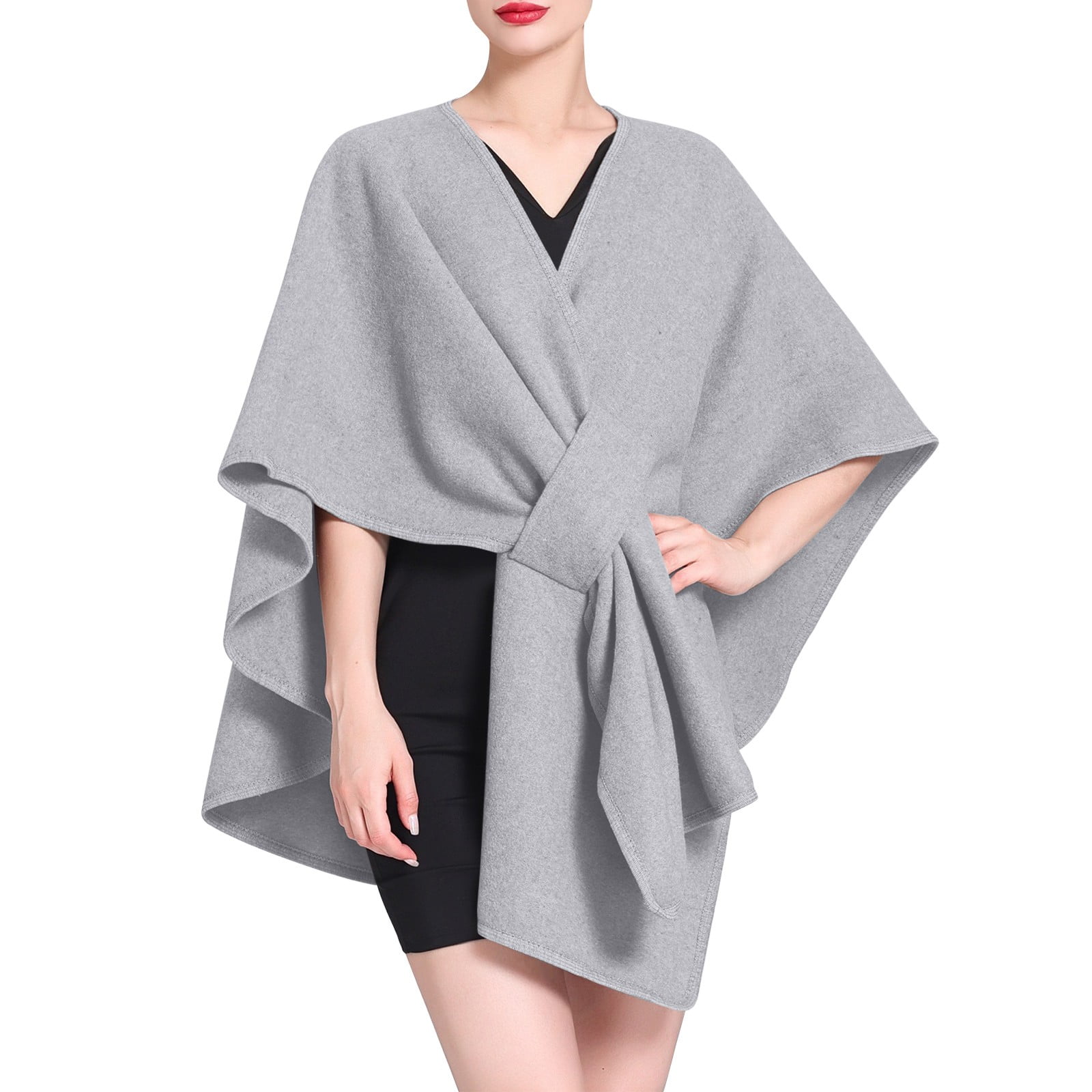 QIJIE Women's Elegant Shawl Wraps Soft Open Front Poncho Sweater for Spring Fall Winter Light ...