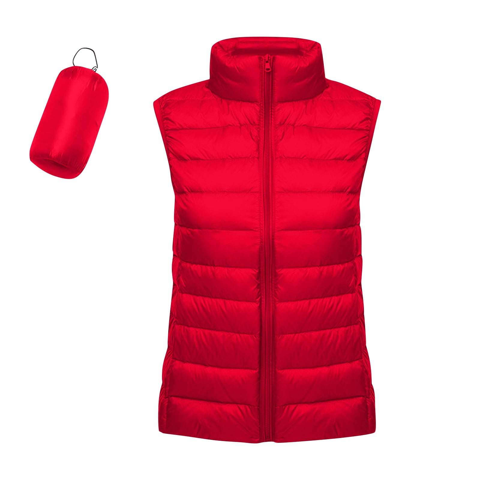 QIJIE Women's Packable Lightweight Down Vest Winter Down Red 2XL ...