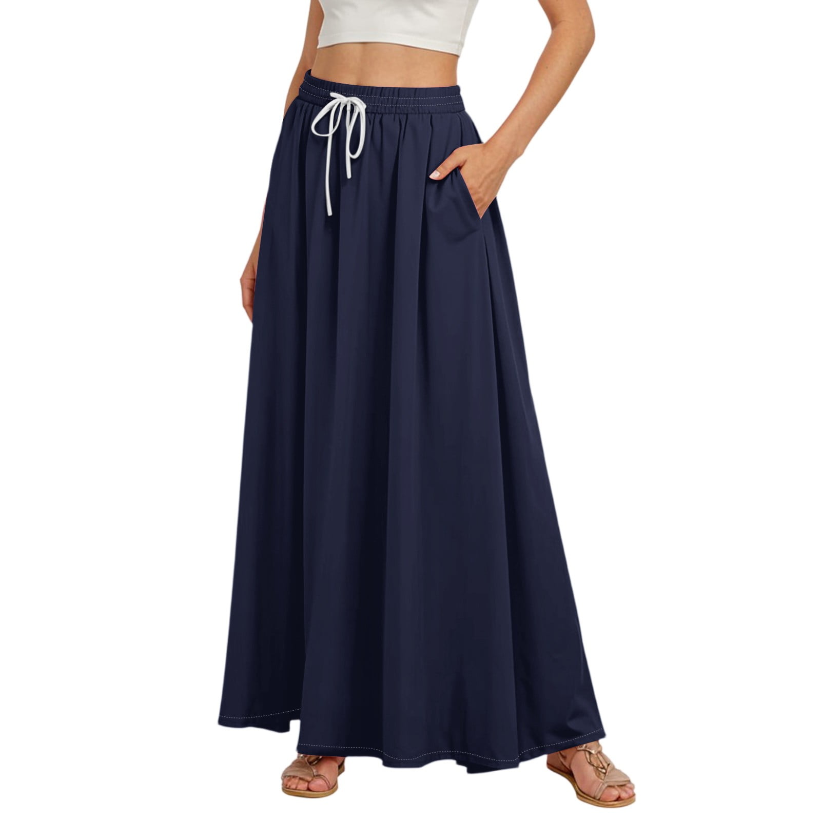 QIJIE Women's Skirts Maxi Summer High Waist 3-Layer Tiered Flowy Skirts ...