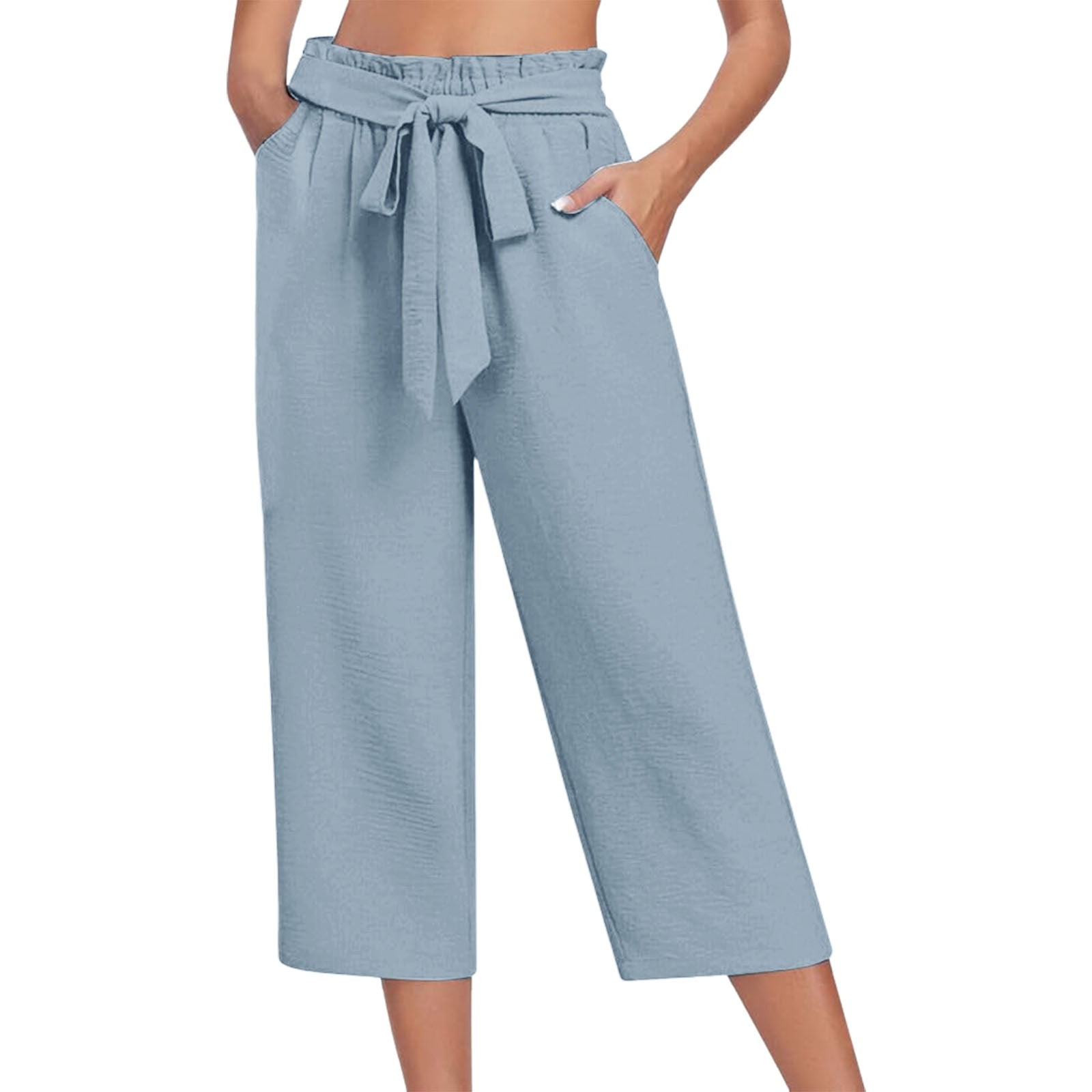 QIJUNTUO Bow-Tie Wide Leg Palazzo Pants – Crinkle Silk Office To Beach ...