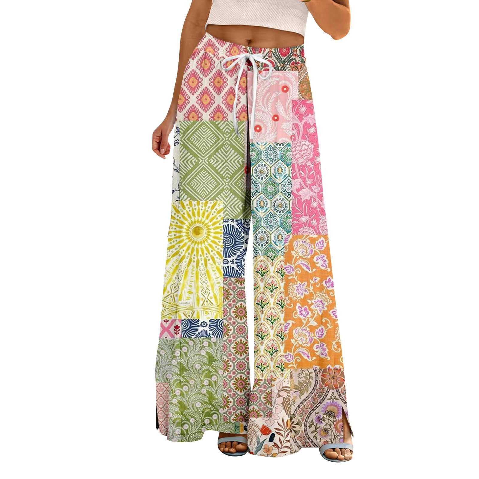 QIJUNTUO Petite Women's Wide Leg Palazzo Pants High Waist Resort Wear ...