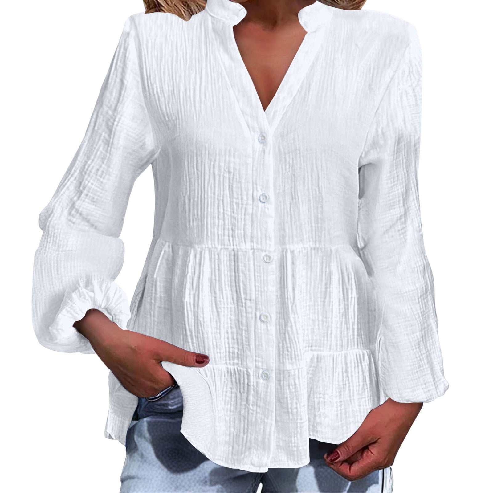 QIJUNTUO Women's A-Line Open Front Cardigan Shirt Long Sleeve Tunic ...