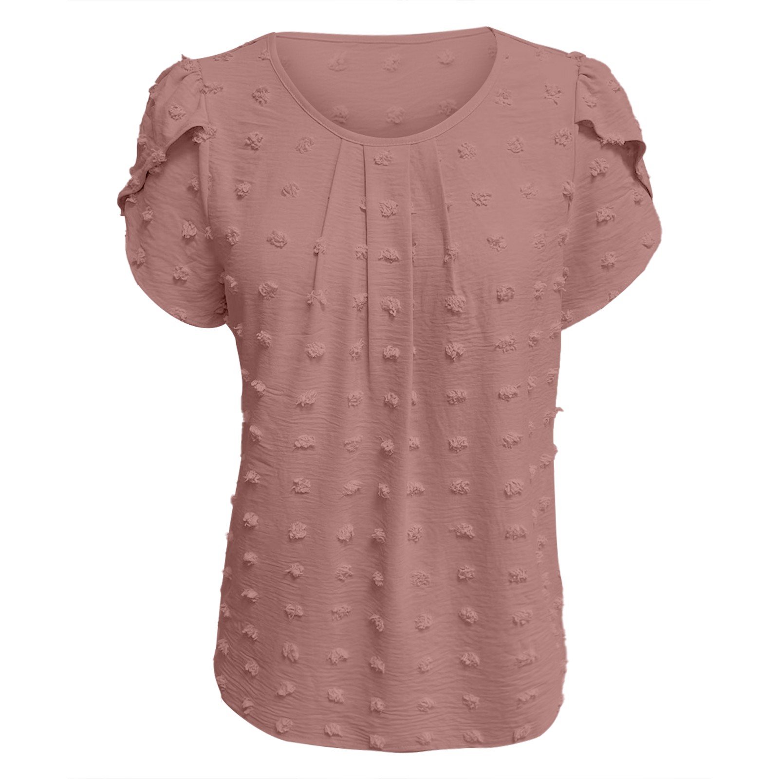 QIJUNTUO Women's Jacquard Weave Chiffon Blouse With Round Neck For ...