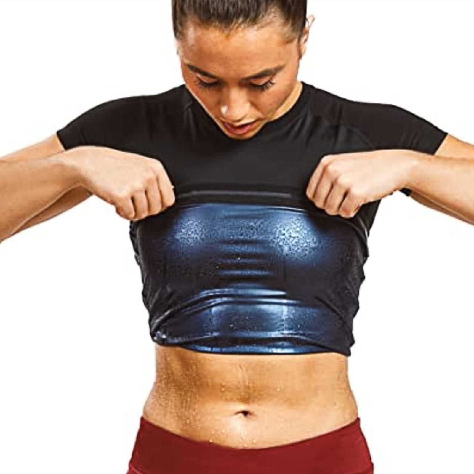 QIJUNTUO Women's Sauna Effect Fitness Top With Moisture-Wicking ...