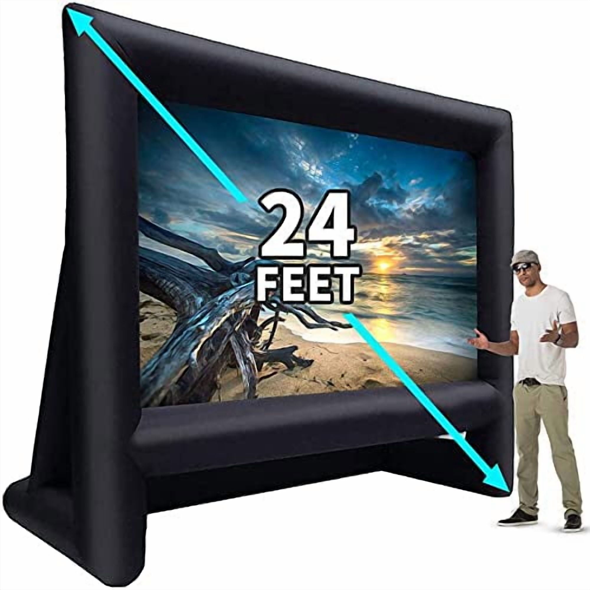 XHYHWYD 24ft Outdoor Free Standing Inflatable Projector Screen, 288 ...
