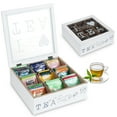 QILICHZ Wooden Tea Box - Display Storage with 9 Compartments, Clear ...