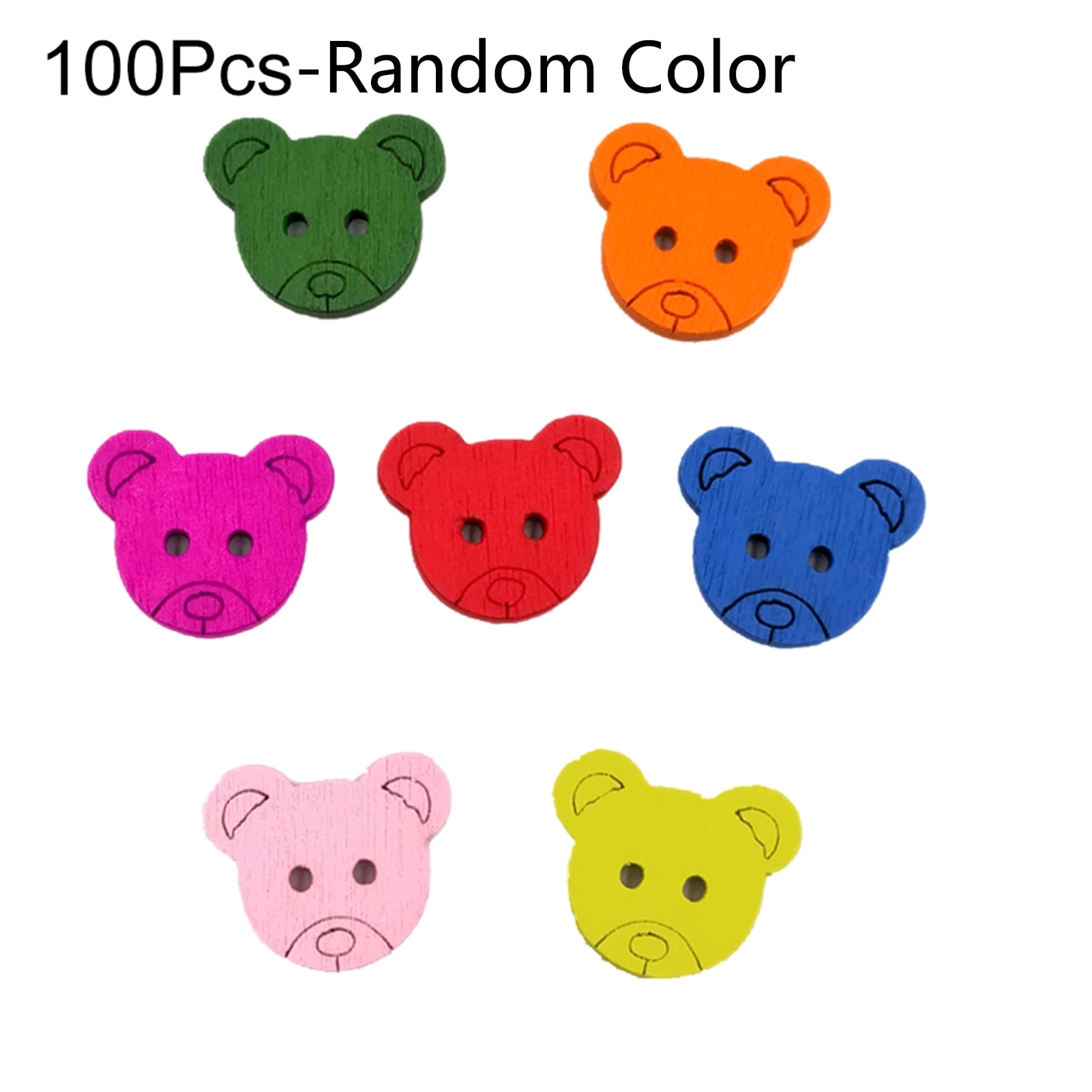 QILIN 100Pcs Cute Bear Wooden Buttons Sewing Scrapbooking Cards Art ...