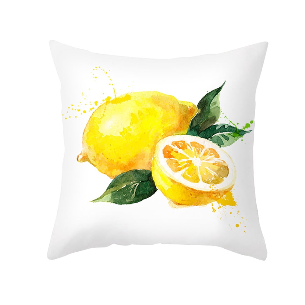 QILIN 45x45cm Lemon Orange Print Throw Pillow Case Cushion Cover Home ...