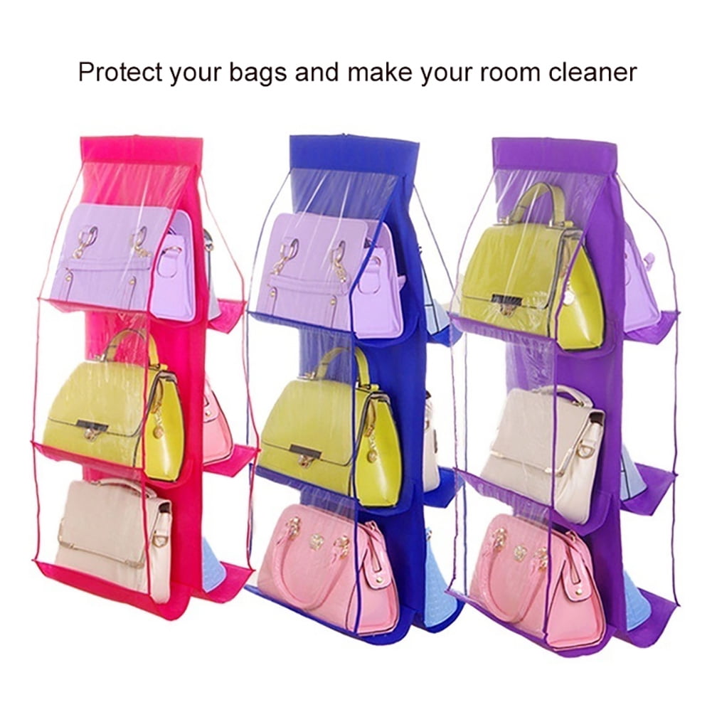 QILIN 6 Pocket Clear Purse Handbags Organizer Door Closet Shelf Hanging ...