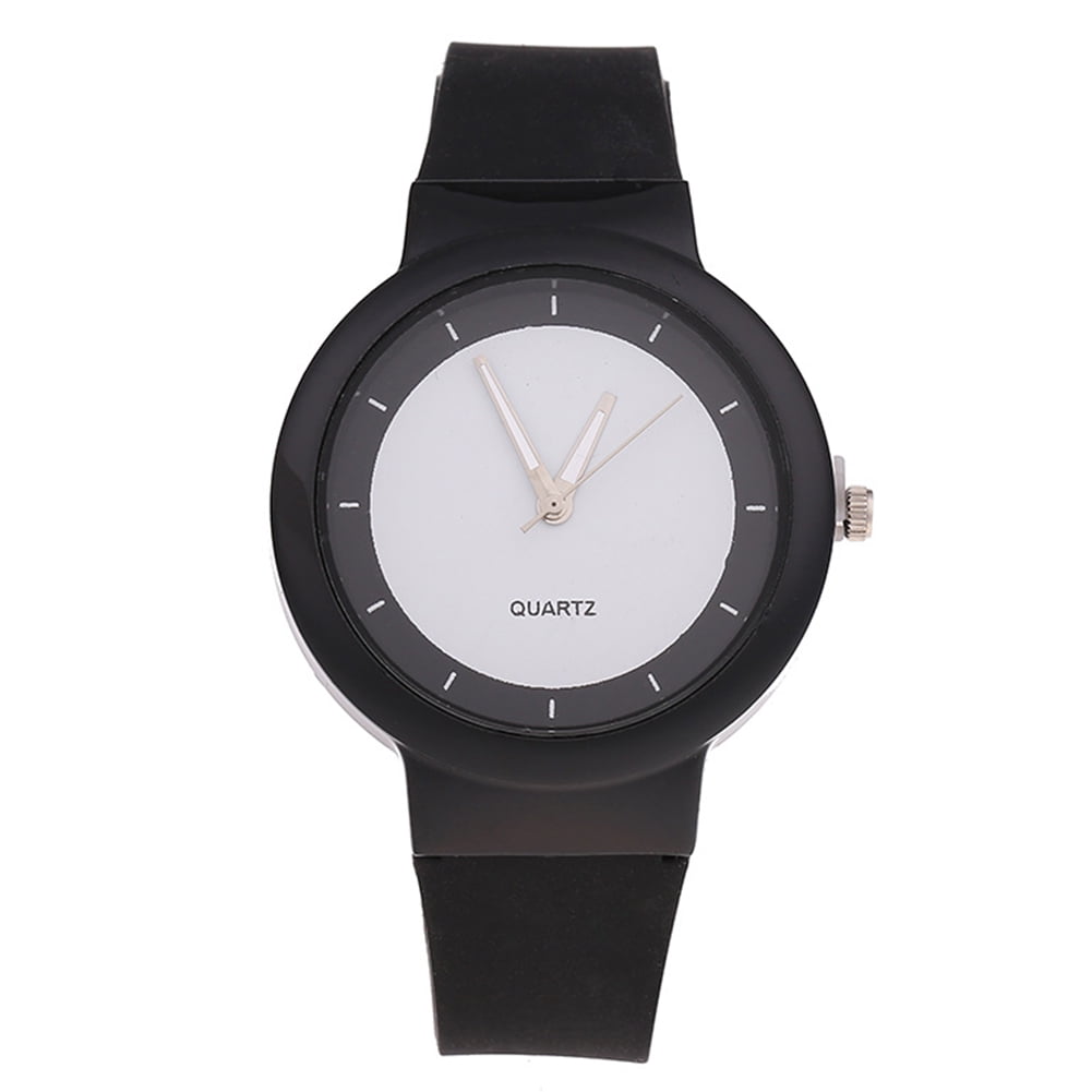 QILIN Candy Color Women Round Dial Silicone Band No Number Analog ...