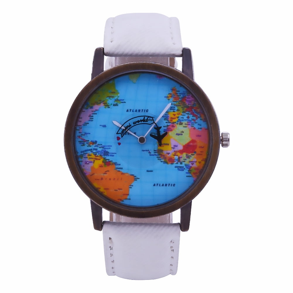 QILIN Creative World Map Plane Unisex Pointer Quartz No Numbers Party ...