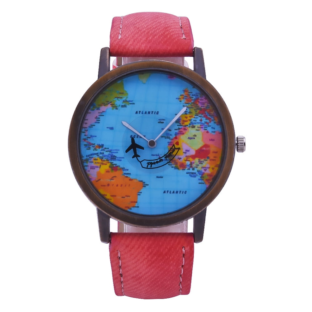 QILIN Creative World Map Plane Unisex Pointer Quartz No Numbers Party ...