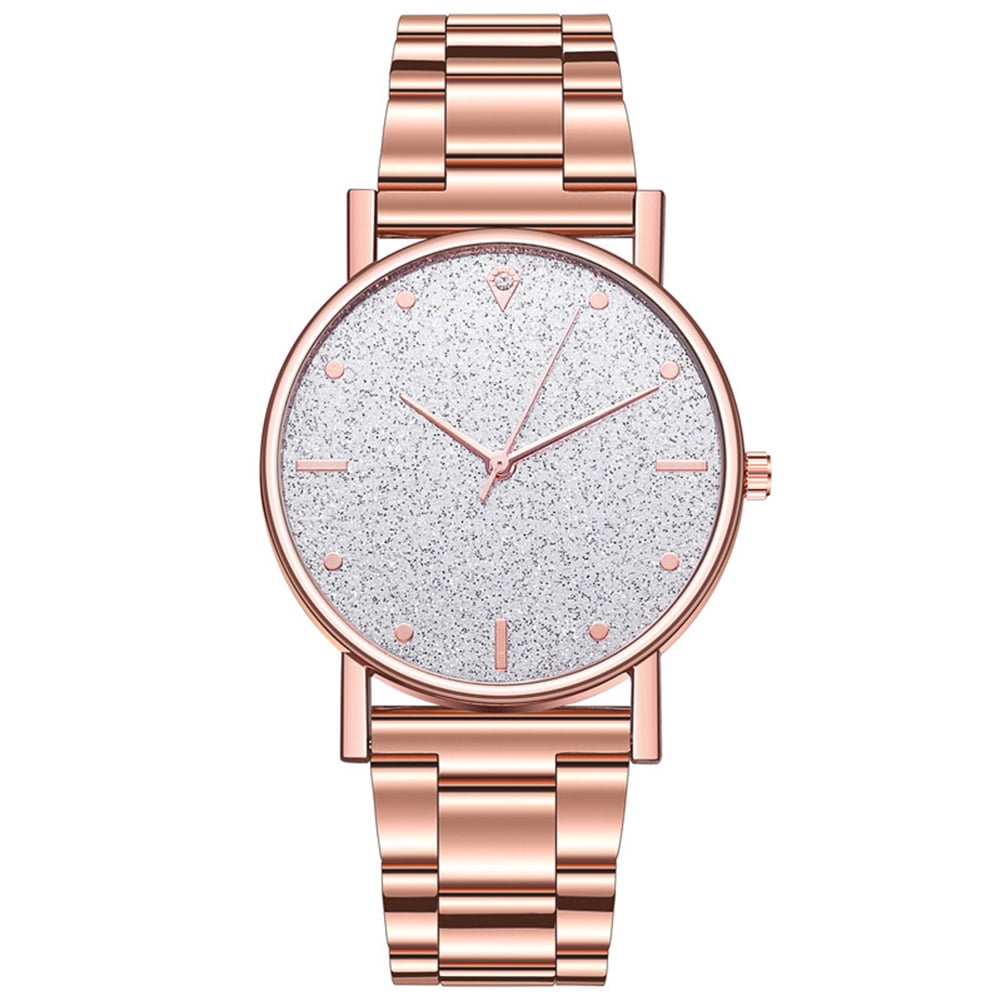 QILIN Elegant Women Starry Round Dial Stainless Steel Strap Analog ...